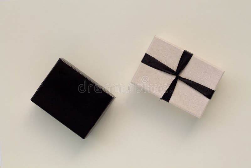 Two Boxes with Ribbon and Bow Isolated on White Background Top View ...