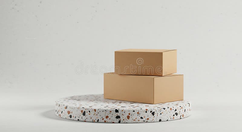 Two Boxes Stacked on a Decorative Round Stand in Clean Studio Stock ...