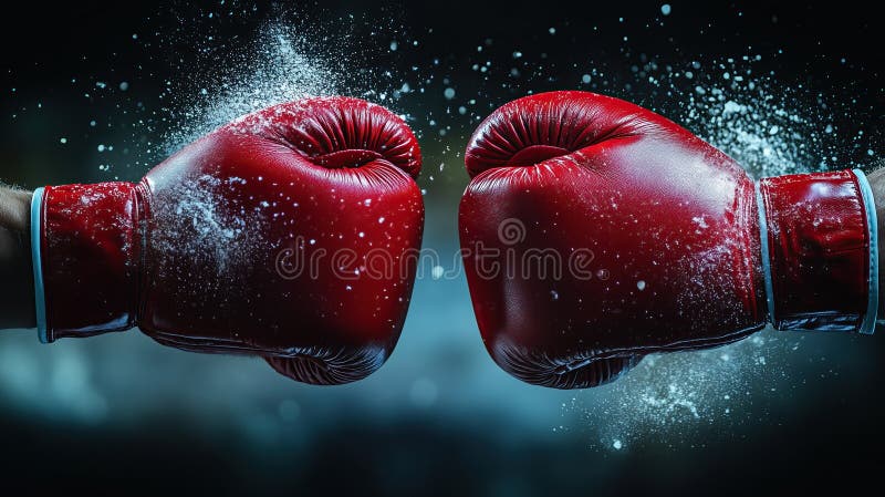Two Boxing Gloves Clashing in the Center, with Ample Copyspace Stock ...