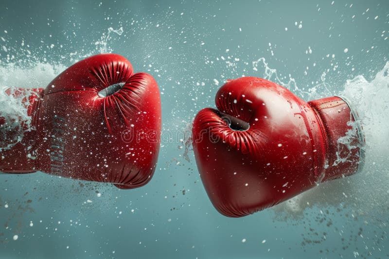 Two Boxing Gloves Clashing in a Test Stock Image - Image of success ...