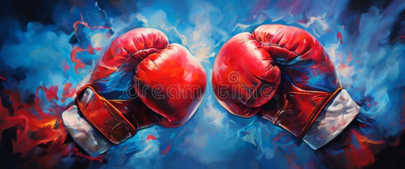 Explosive Clash of Boxing Gloves in a Fiery Showdown Stock Image ...
