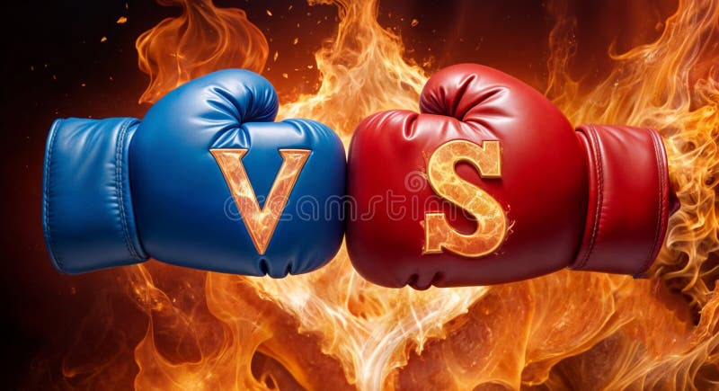 Two Boxing Gloves, One Red and One Blue, Stock Illustration ...