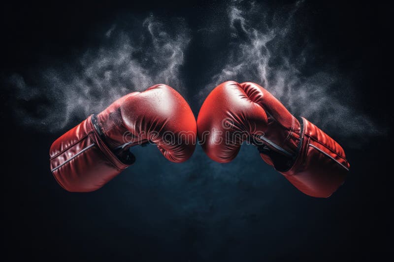 Two Boxing Gloves in a Punch Collision with Smoke Stock Image - Image ...