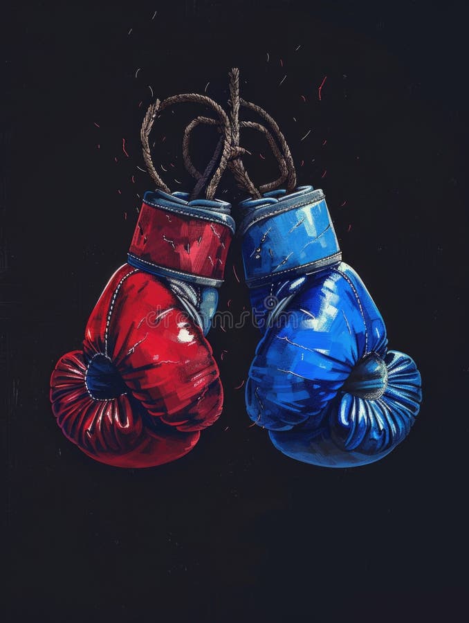 Two Boxing Gloves are Shown in a Black Background Stock Image - Image ...