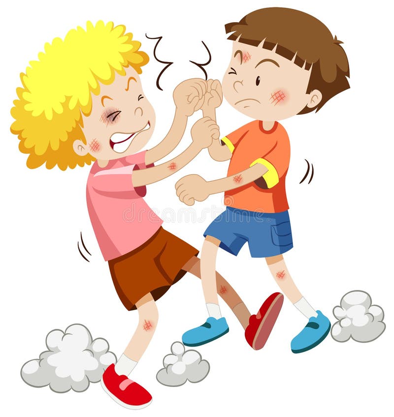 Two Boy Fighting Each Other Stock Vector - Illustration of child ...