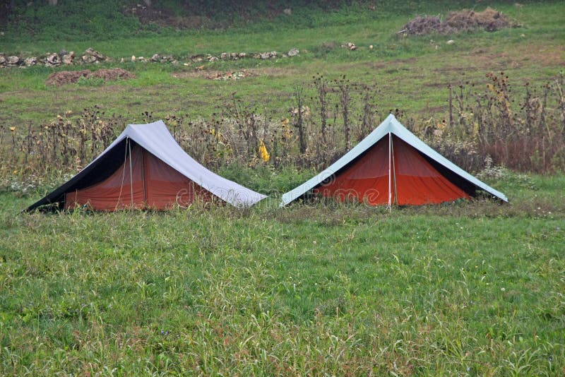 Two Boy Scouts Tents Planted in the Hill Stock Photo - Image of ...