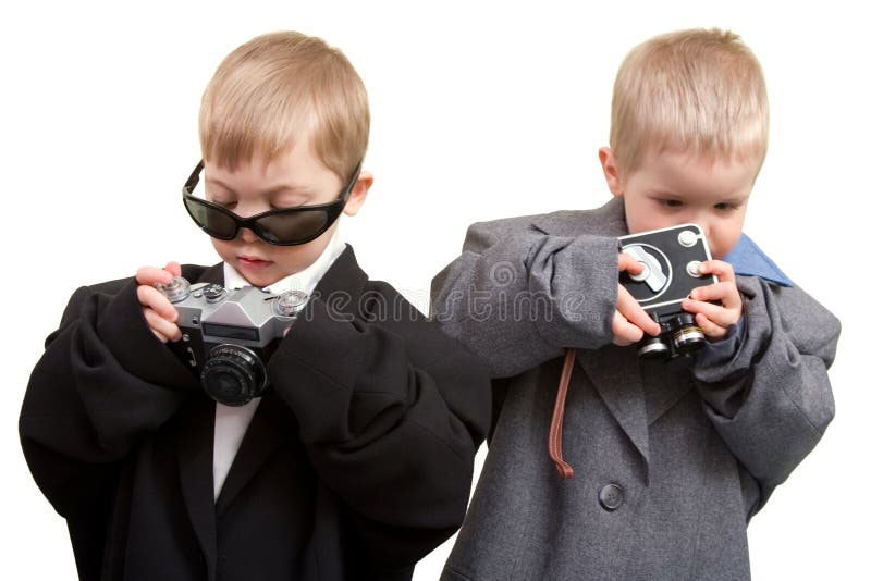 Two boys with cameras stock photo. Image of camera, small - 2019822