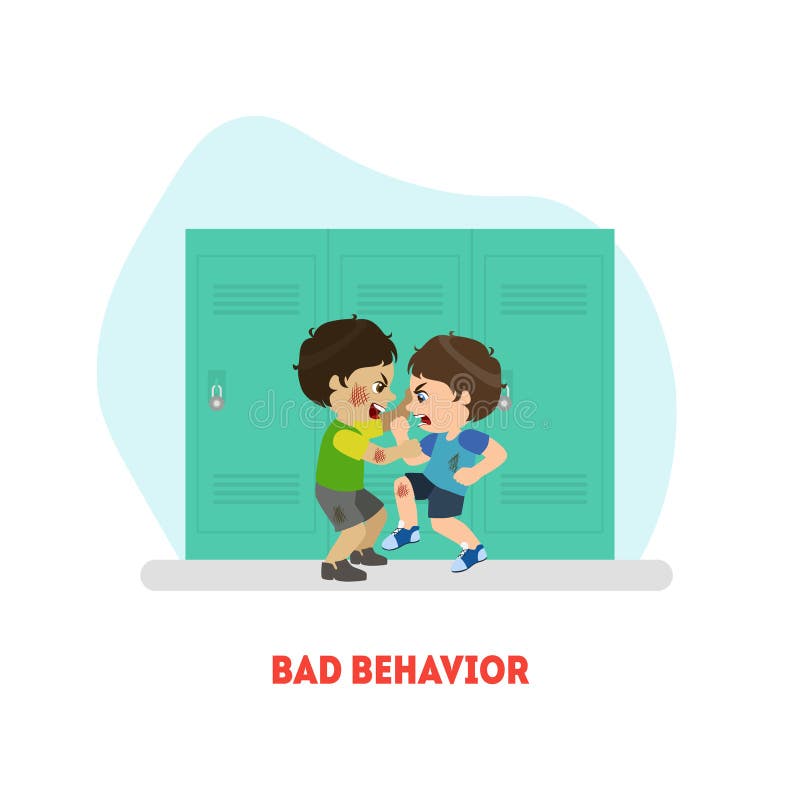 Two Boys Fighting, Bad Behavior Banner Template, Conflict between Kids ...