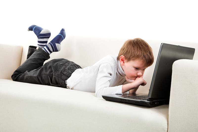 Two boys with laptop stock image. Image of computer, caucasian - 81098541