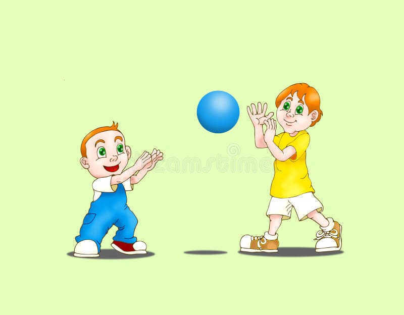 Two boys play red ball stock illustration. Illustration of little - 8394009