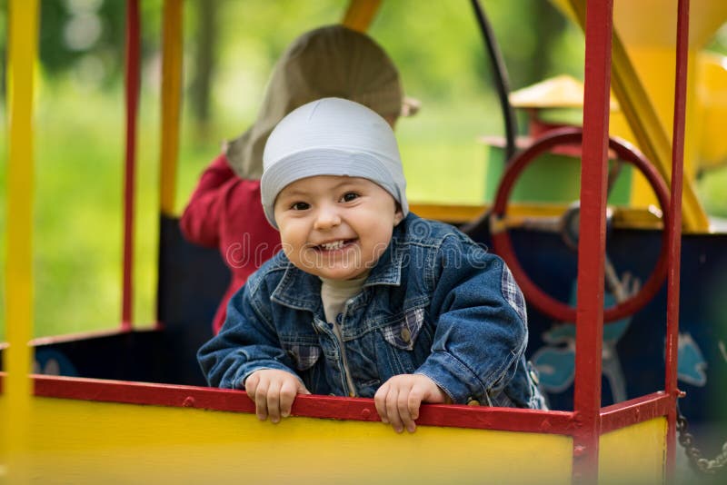 Two Boys are Playing in a Train. Stock Photo - Image of games, face ...