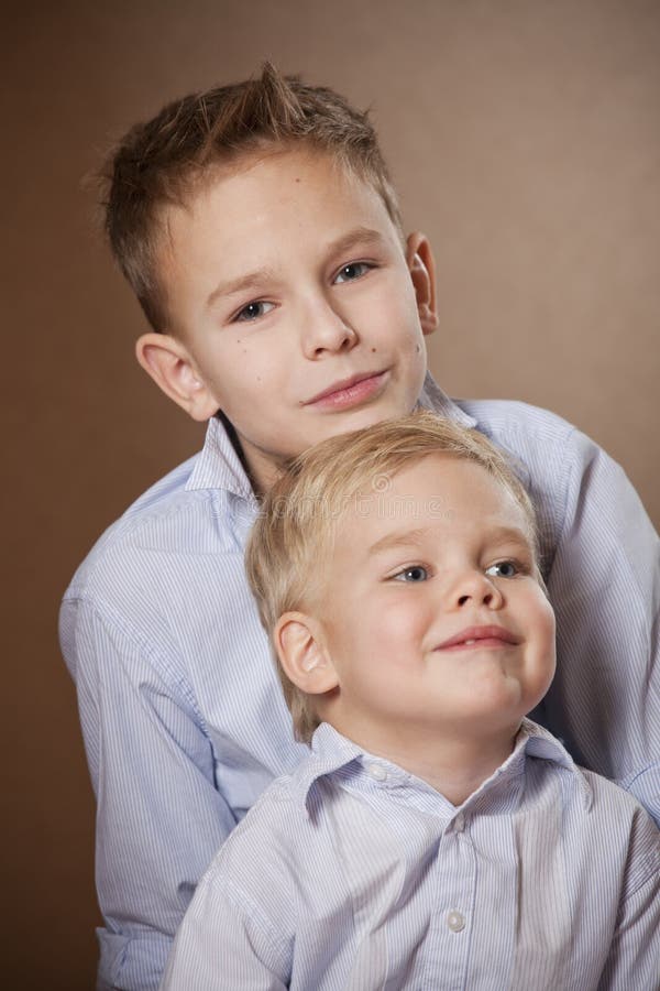 Two Boys Portrait in Studio Stock Photo - Image of caucasian, elegant ...