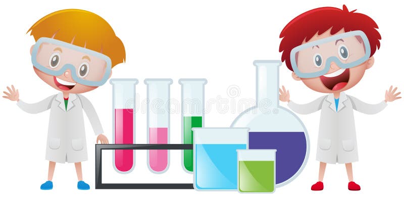 Two Boys and Science Equipments Stock Vector - Illustration of white ...