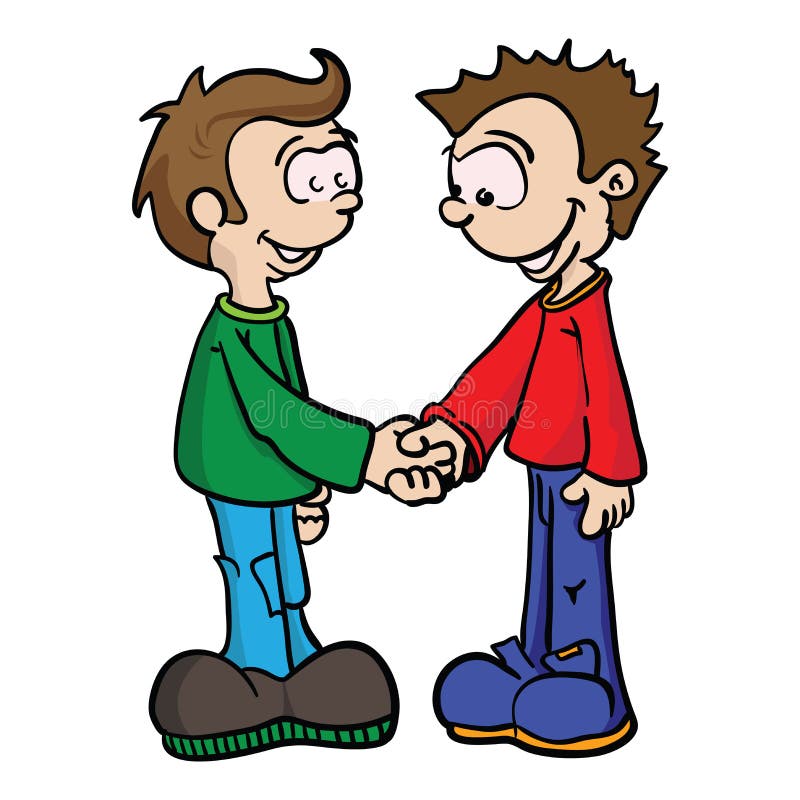 Two boys shaking hands.eps stock vector. Illustration of cute - 69913846