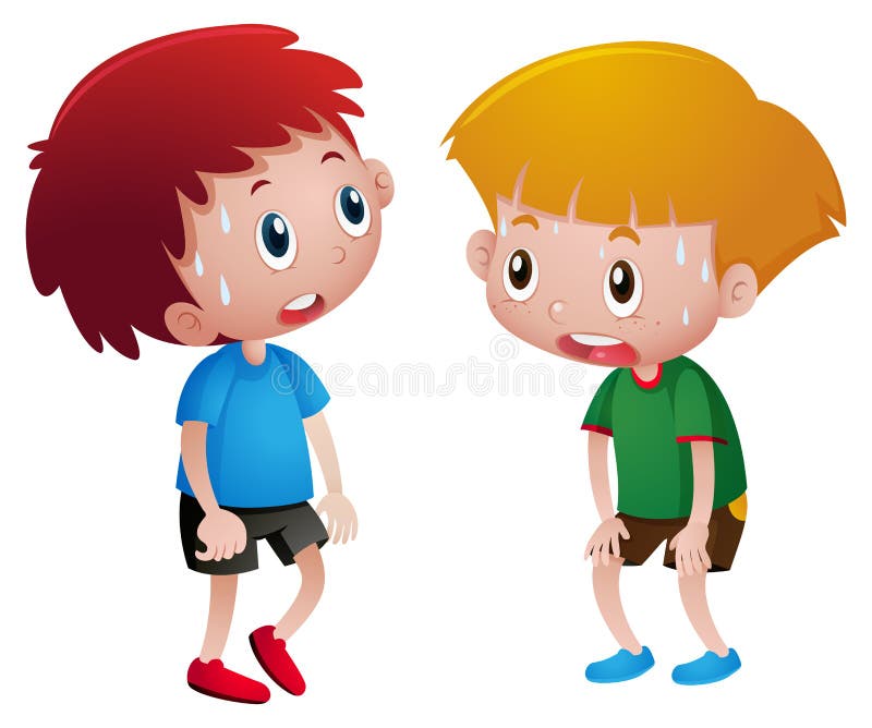 Two Boys Sweating and Tired Stock Vector - Illustration of smiling ...