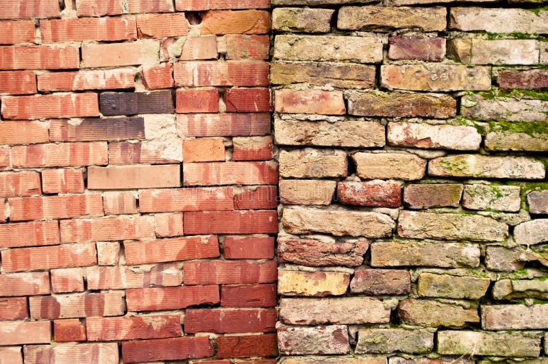 Two brick walls stock image. Image of cement, stucco - 151701335