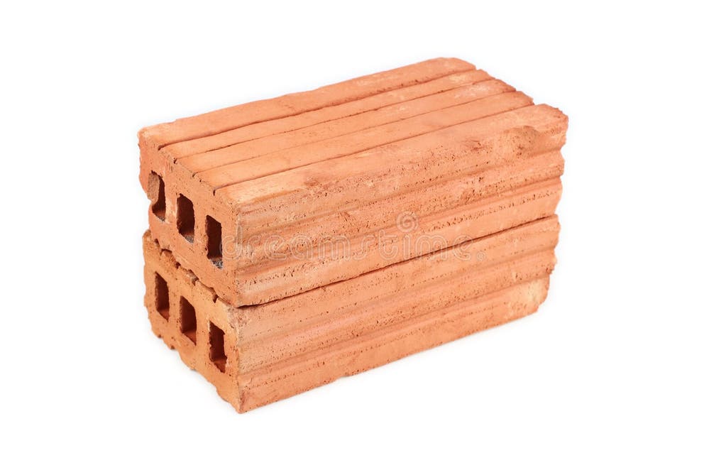 Two Bricks for Construction Isolated on White Stock Photo - Image of ...