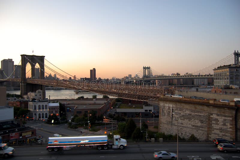 Two Bridges editorial stock image. Image of dusk, city - 17845339