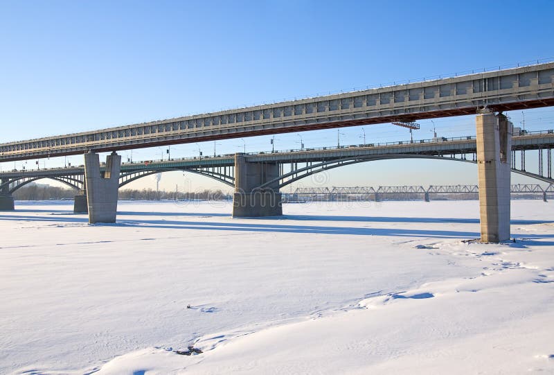 Two bridges stock photo. Image of architecture, snow - 18150928