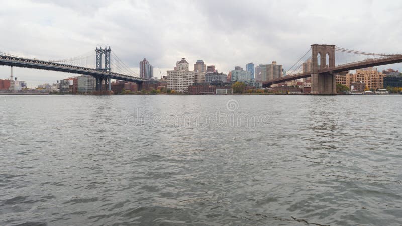 Two bridges in NYC. stock photo. Image of famous, bridges - 105275398