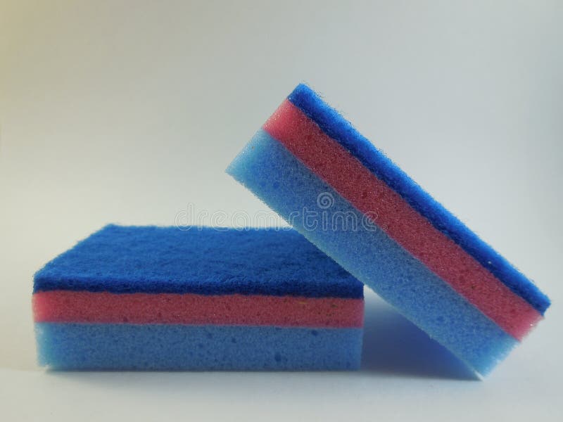 Two Bright Blue Sponge on White Background Stock Image - Image of ...
