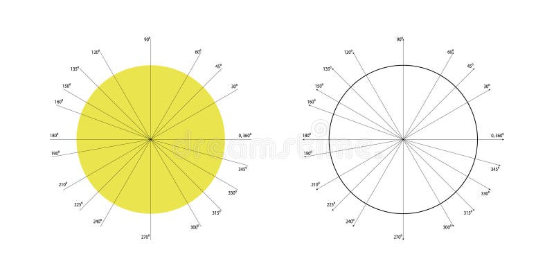 Two Circular Diagrams Showing Angles and Degrees. Stock Vector ...