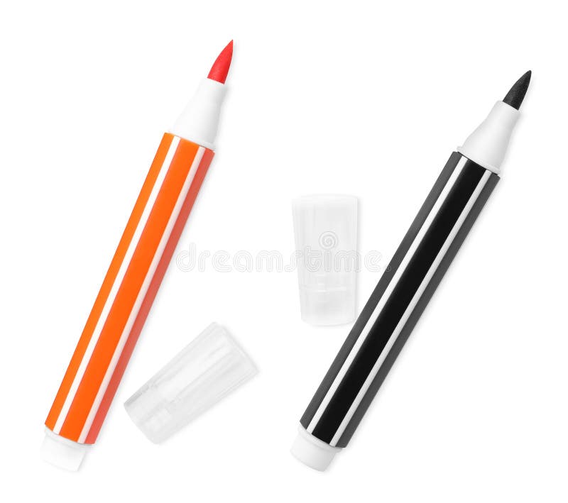 Two Bright Colorful Markers on White Background Stock Image - Image of ...