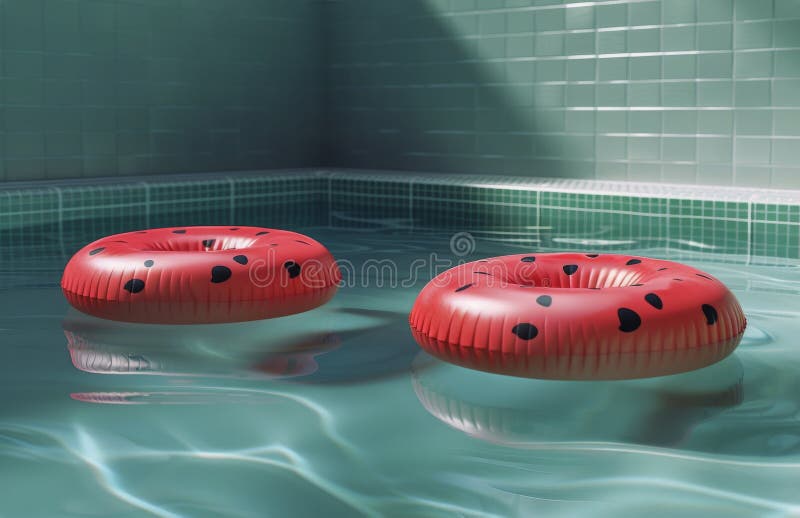 Two Inflatable Floats Floating in a Pool Stock Image - Image of buoyant ...