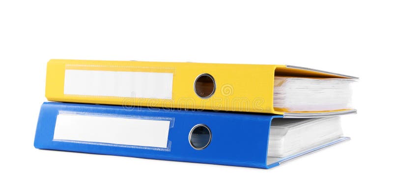 Two Bright Office Folders Isolated on White Stock Image - Image of ...