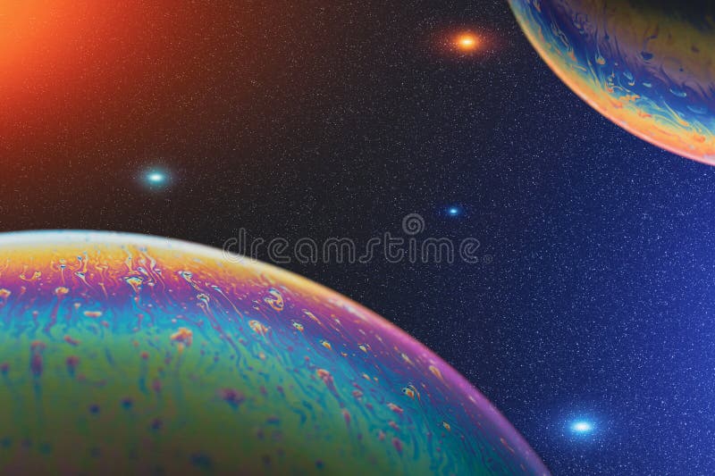 Two Bright Planets in Deep Space with Many Stars. Stock Image - Image ...