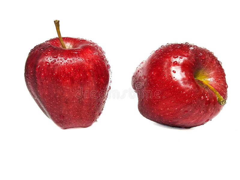 Two Bright Red Apples on a White Background Stock Photo - Image of ...