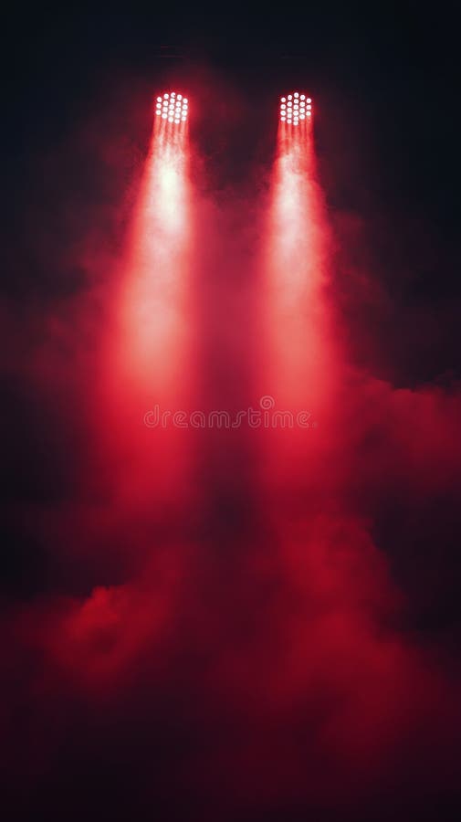 Bright Red Beams of Light Shining through Smoke during an Evening Event ...