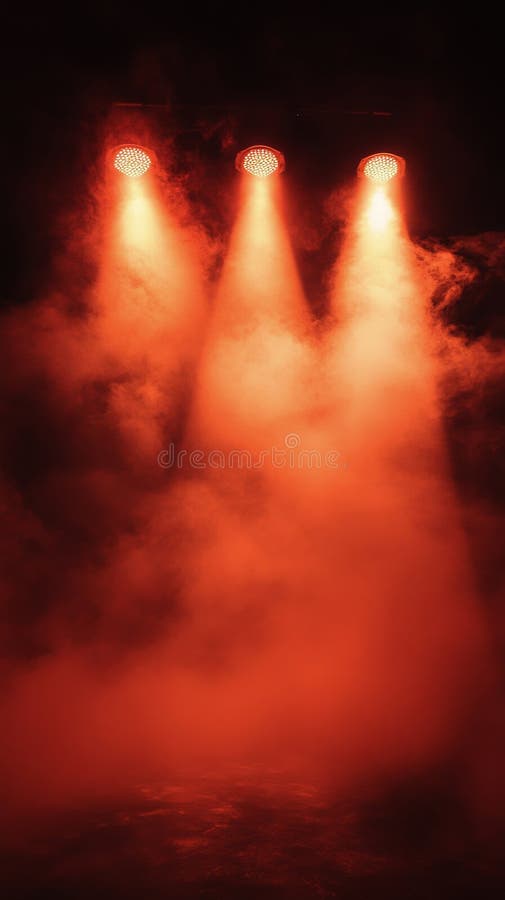 Bright Red Beams of Light Shining through Smoke during an Evening Event ...