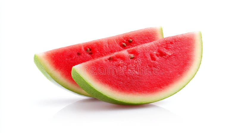 Two Bright Red Watermelon Slices on White Background Stock Illustration ...