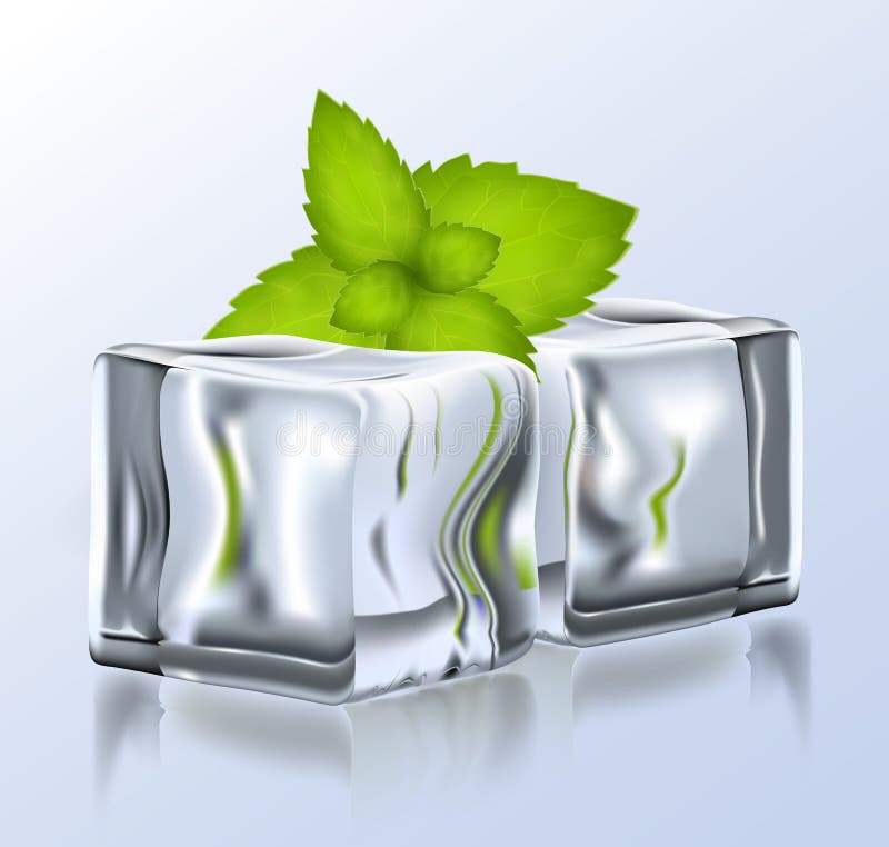 Two Bright Vector Ice Blocks with Mint Stock Vector - Illustration of ...