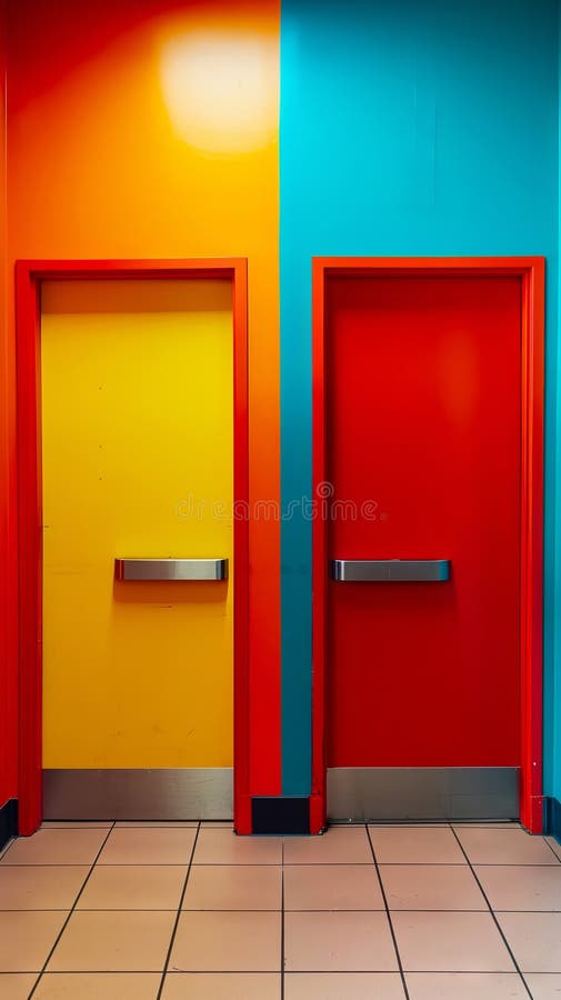 Two Brightly Colored Doors in a Brightly Colored Room Stock Image ...