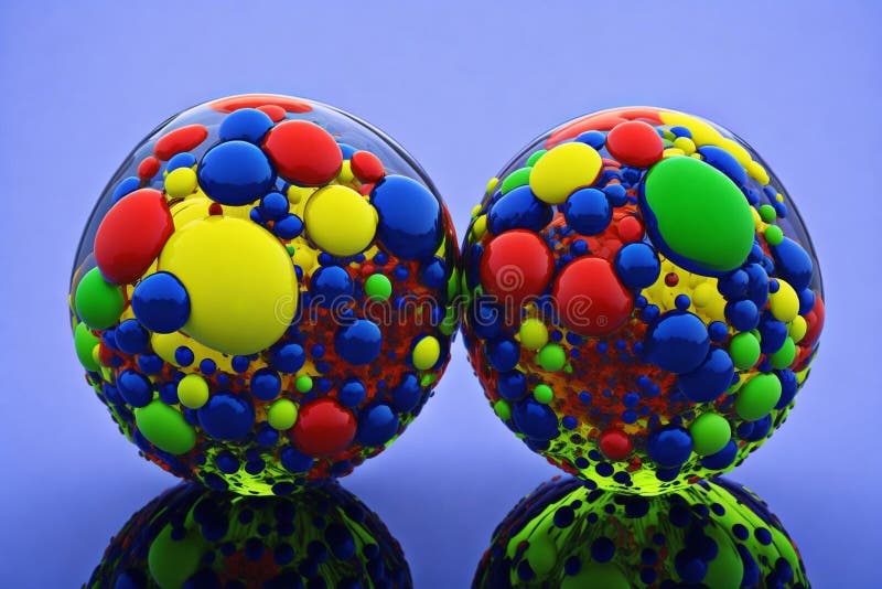 Two Brightly Colored Glass Marbles Isolated on White Stock Illustration ...