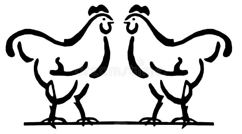 Two Broilers. Illustration Black and White Stock Vector - Illustration ...