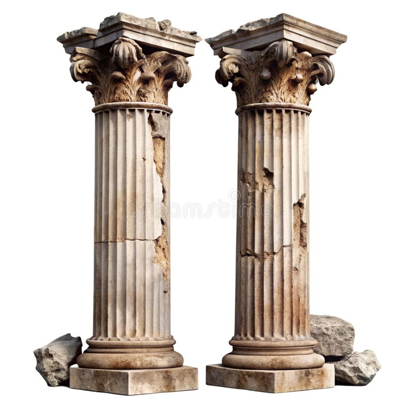 Two Broken Ancient Columns Stone Ruins Stock Illustration ...