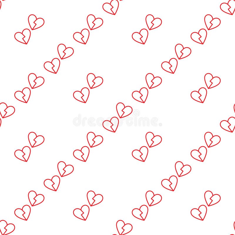 Two Broken Hearts Vector Divorce or Heartbreak Seamless Pattern in Line ...