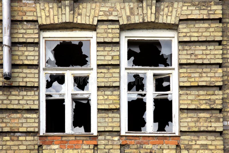 Two broken windows stock photo. Image of danger, destroyed - 16858056