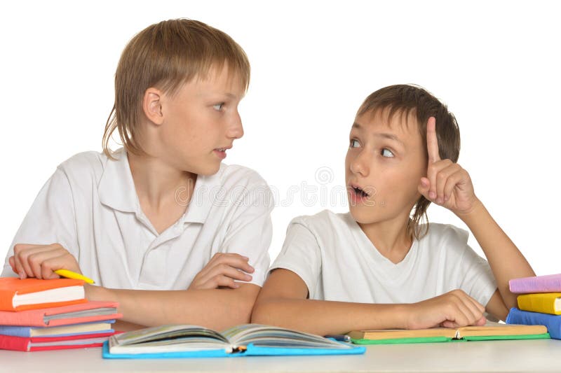 Two Brothers Doing Homework Stock Image - Image of cute, friend: 37448093