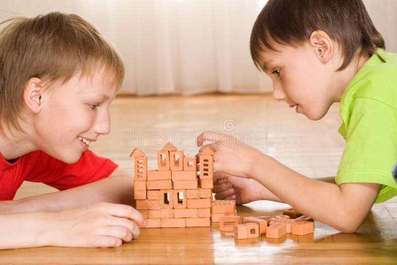 Two kids blocks stock photo. Image of child, caucasian - 16848118