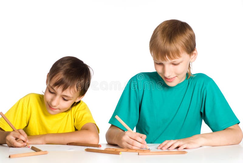 Two brothers drawing stock photo. Image of relax, looking - 21047324