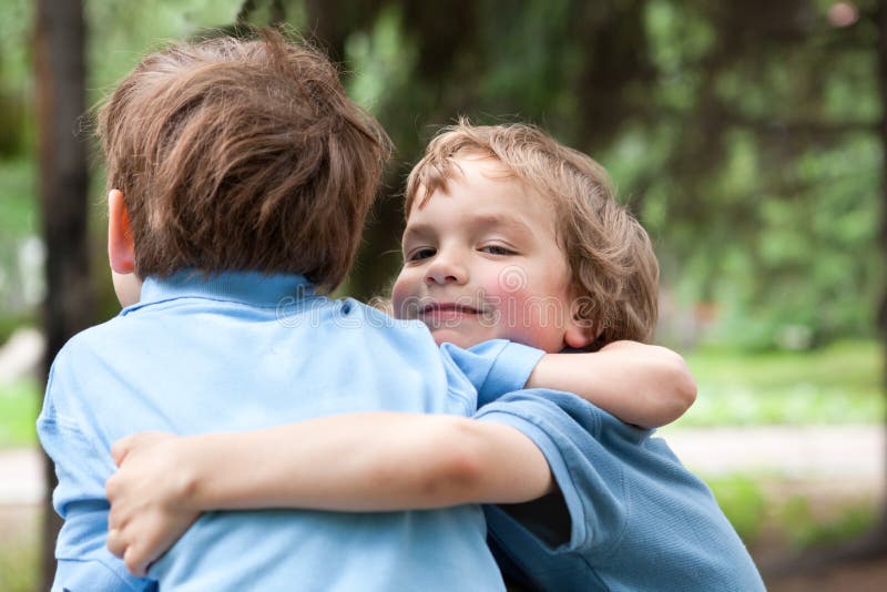 Two brothers hugging stock image. Image of portrait, merry - 18457275
