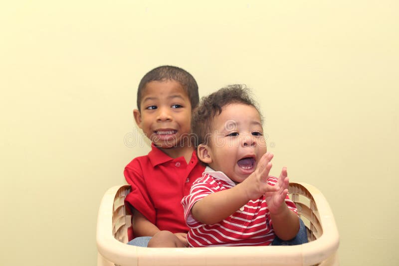 Two Brothers of Mixed Race. Focus in the Front Baby Stock Image - Image ...