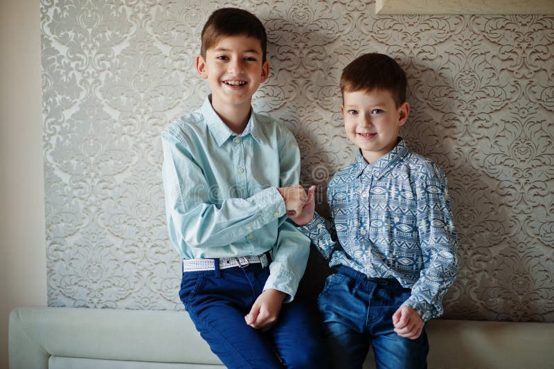 Two Brothers Play Hand Game with Fingers Stock Photo - Image of child ...