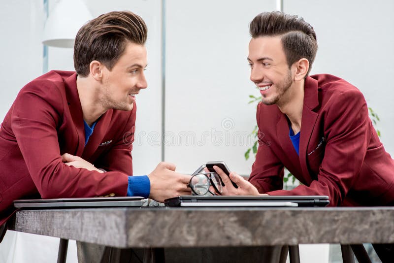 Two Brothers Twins Working at the Office Stock Photo - Image of ...