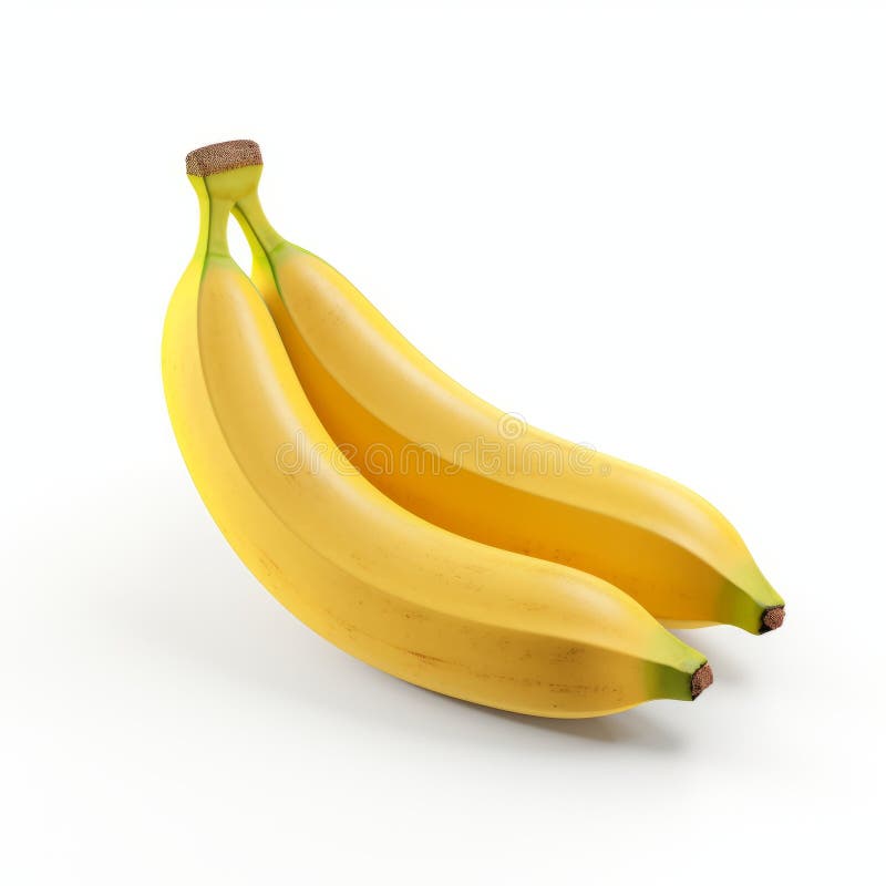 Realistic Yellow Banana Render on White Background Stock Illustration ...