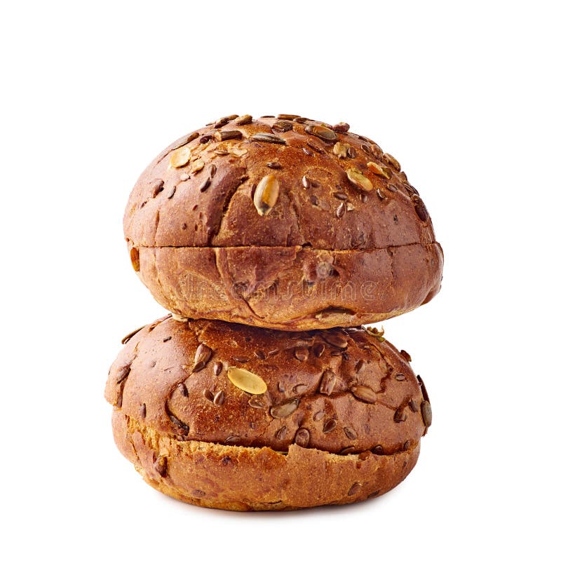 Two Hamburger Buns With Sesame Isolated On White Background Stock Image ...